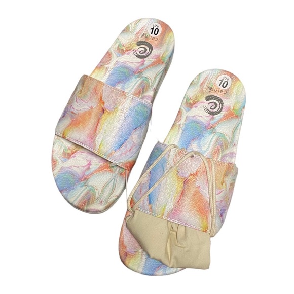 Johnny Was | Shoes | Johnny Was Calme Slides Sandals In White Rainbow ...